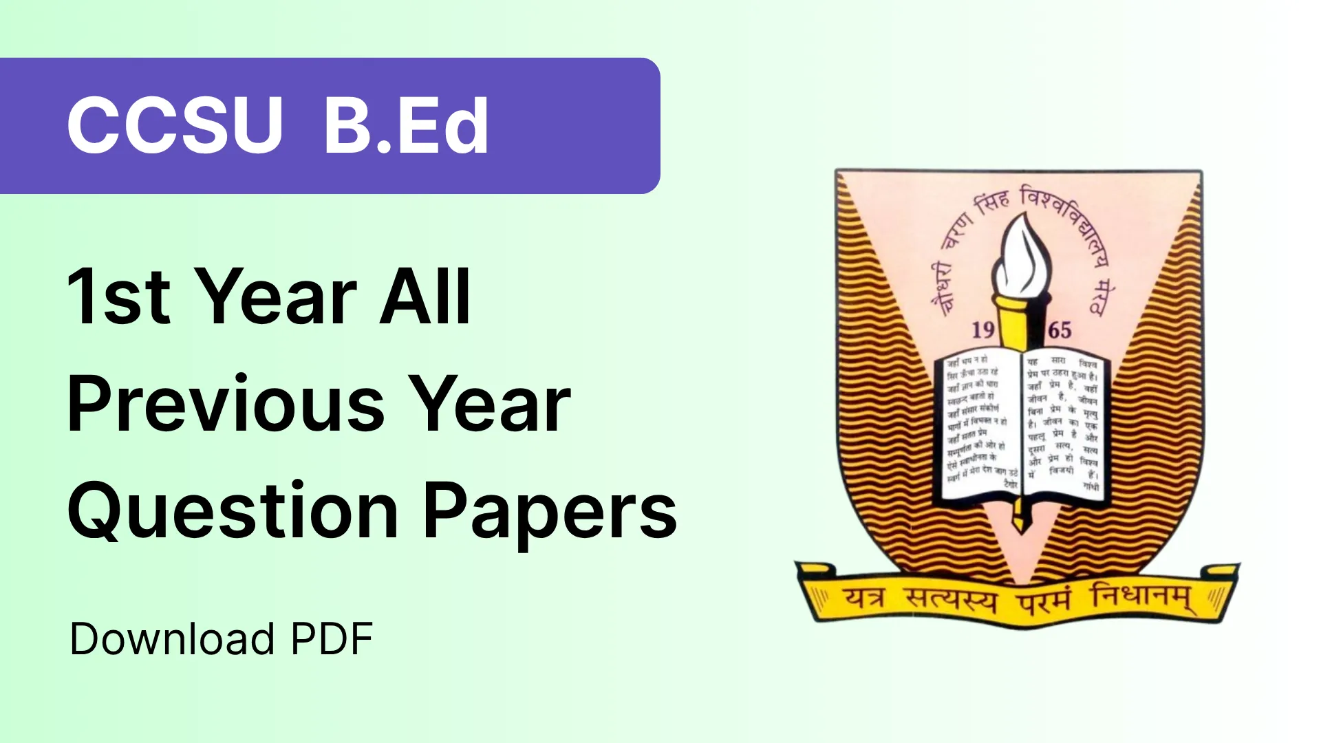 CCSU B.Ed 1st Year All Previous Year Question Papers